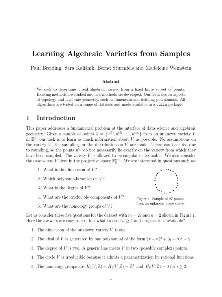 Learning Algebraic Varieties From Samples: Paul Breiding, Sara Kali ...