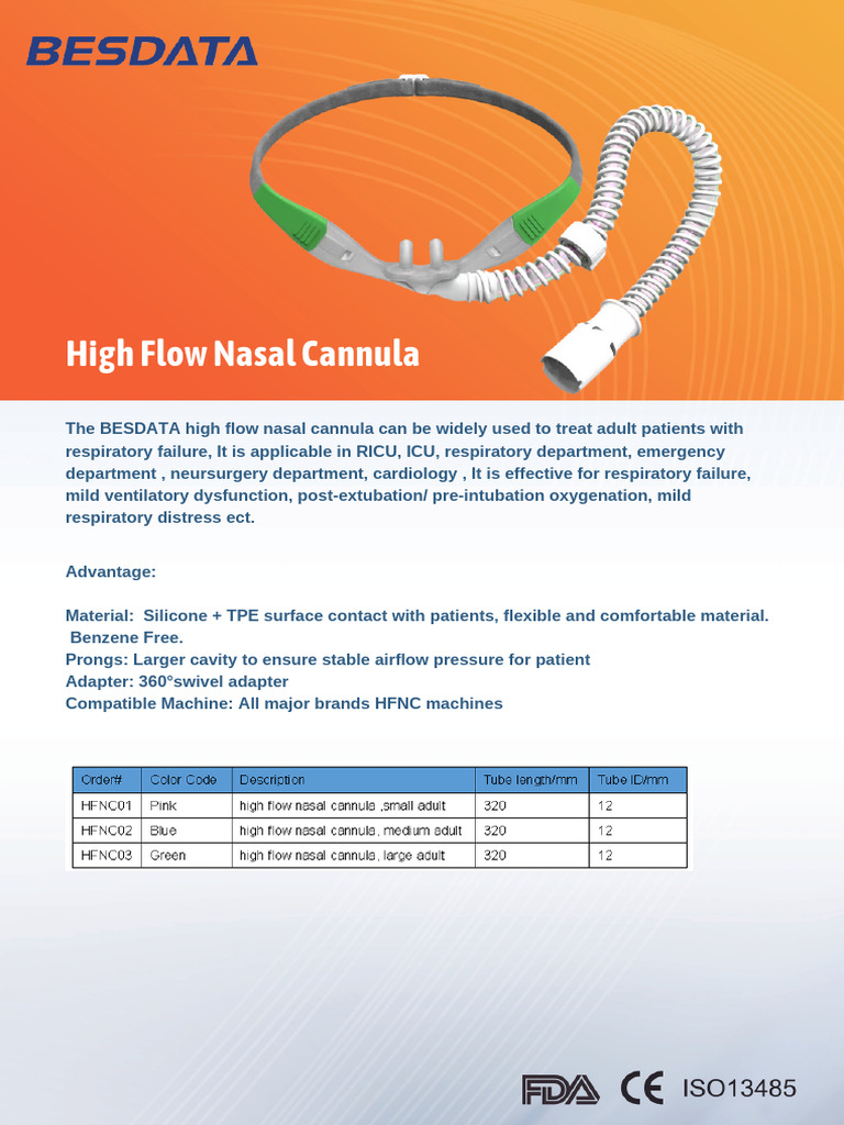 Catalogue BESDATA High Flow Nasal Cannula | PDF