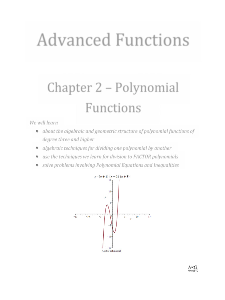 Mhf4u Chapter 2 Polynomial Fns Pdf Polynomial Factorization