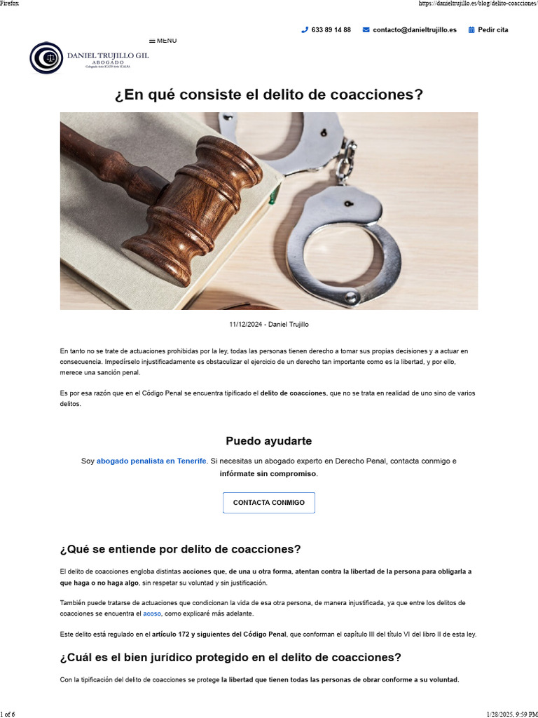 ¿en Qué Consiste El Delito de Coacciones | PDF | Castigos | Derecho penal