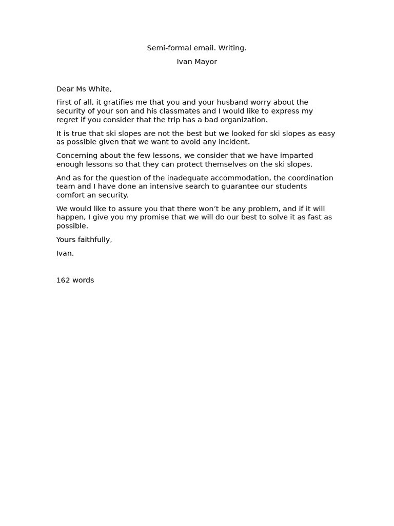 Writing Semi-Formal Email 1 | PDF