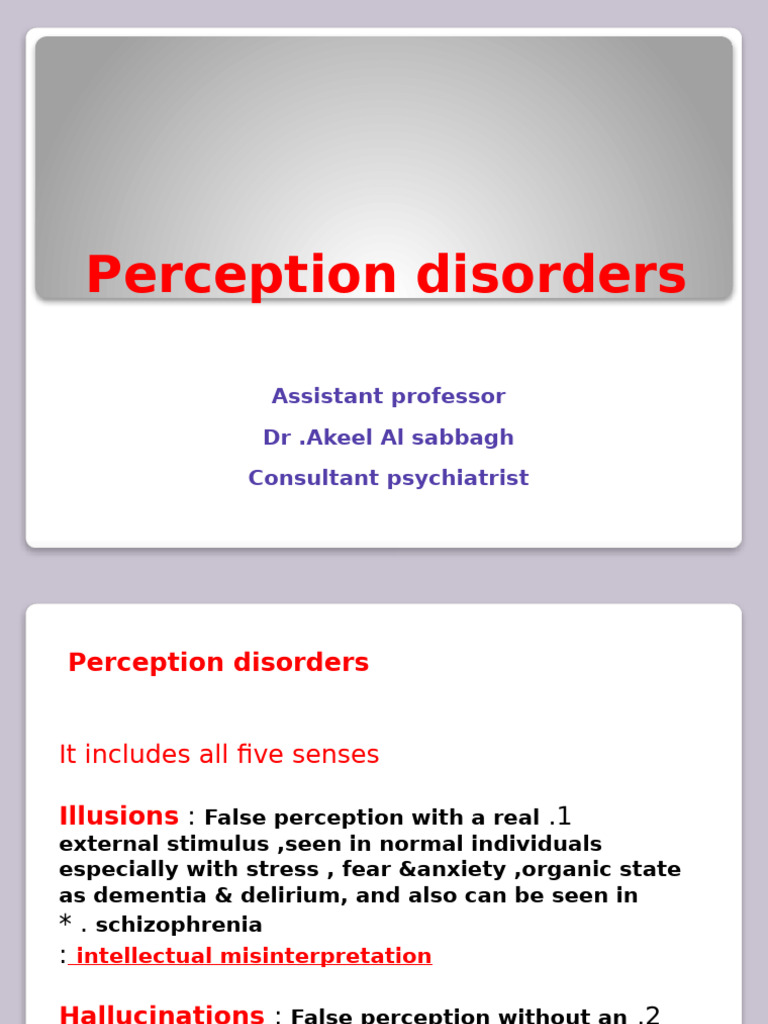 Disorder of Perception | PDF | Hallucination | Illusion