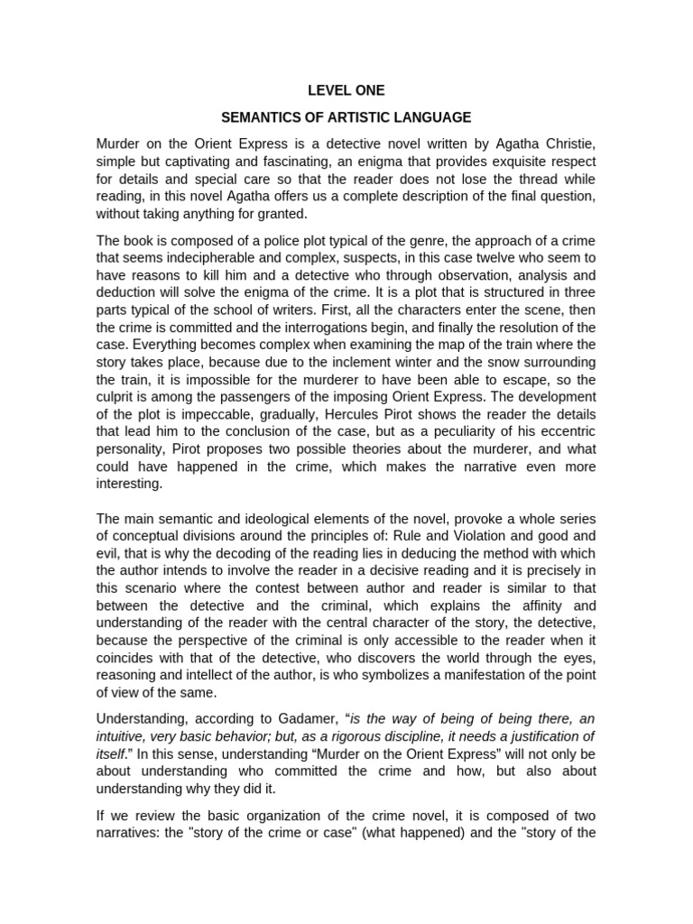 Murder on the Orient Express analysis | PDF | Hercule Poirot | Agatha ...