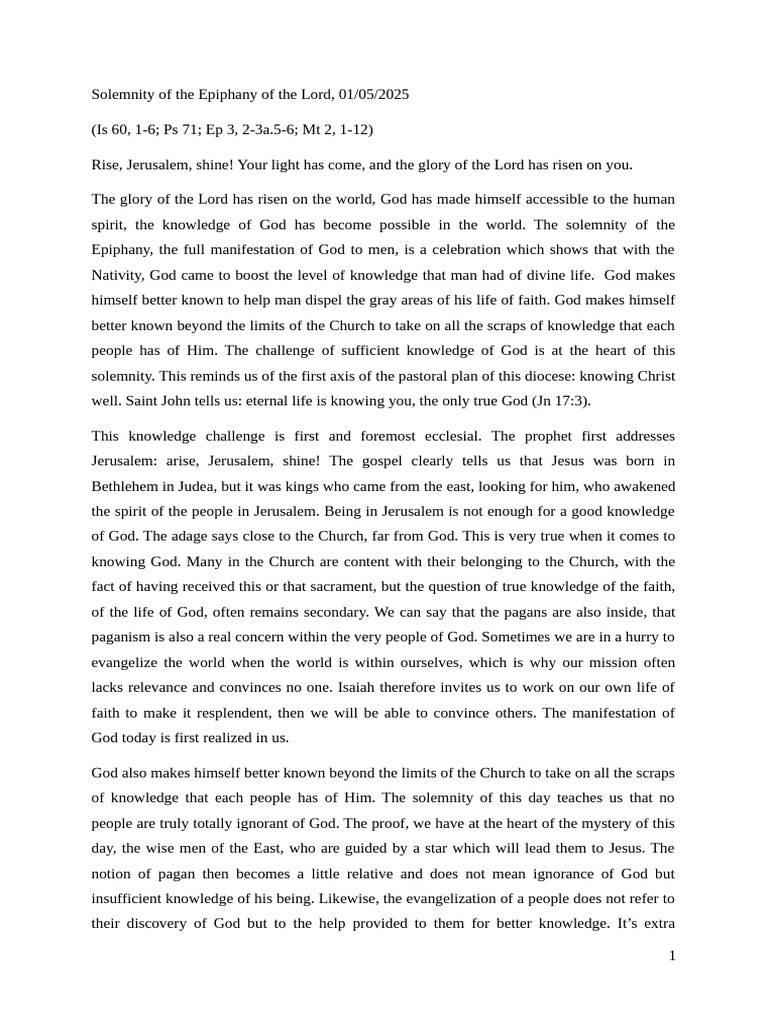 Solemnity of The Epiphany of The Lord - 25 | PDF | Jesus | Biblical Magi