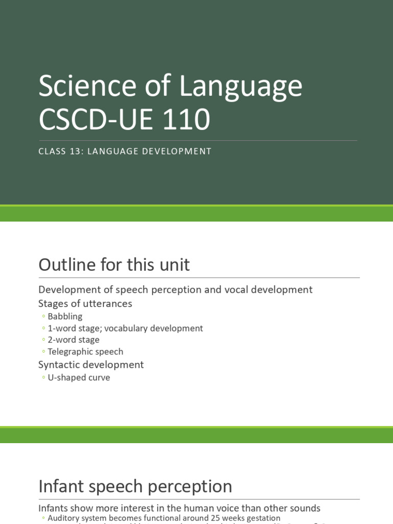 SciLang - Slides - 13 - Language Development | PDF | Word | Speech