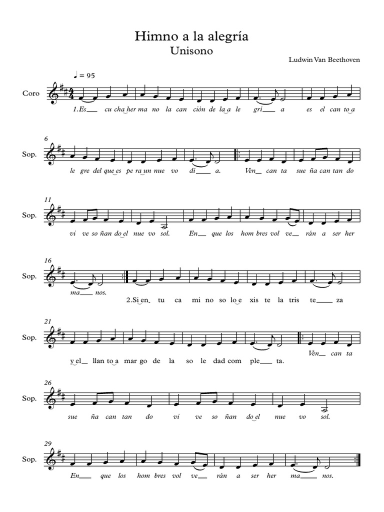 Himno A La Alegría - Partitura Completa | PDF