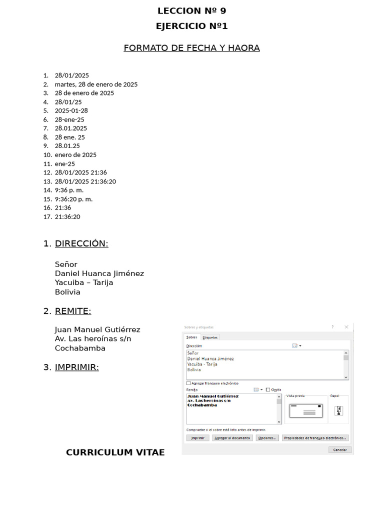 Ejercicios de Formato y CV | PDF