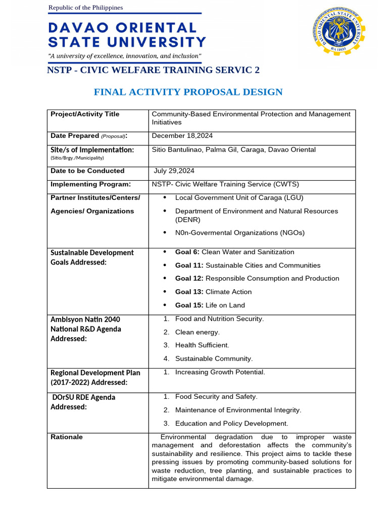 Final Requirements in NSTP-CWTS - 104533 | PDF | Sustainability ...