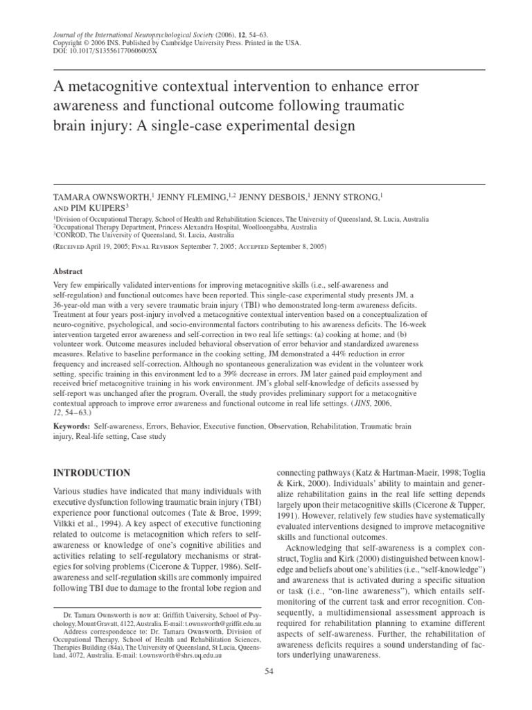 A Metacognitive Contextual Intervention To Enhance Error Awareness and ...