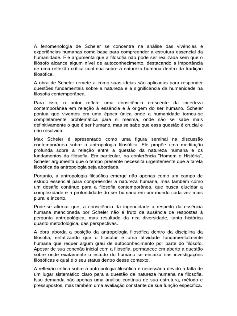 Scheler e a Antropologia Filosófica | PDF | Antropologia Filosófica ...