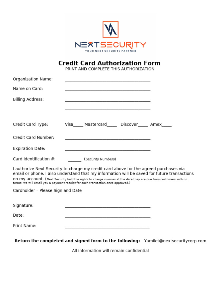 Credit Card Form - Next Security | PDF