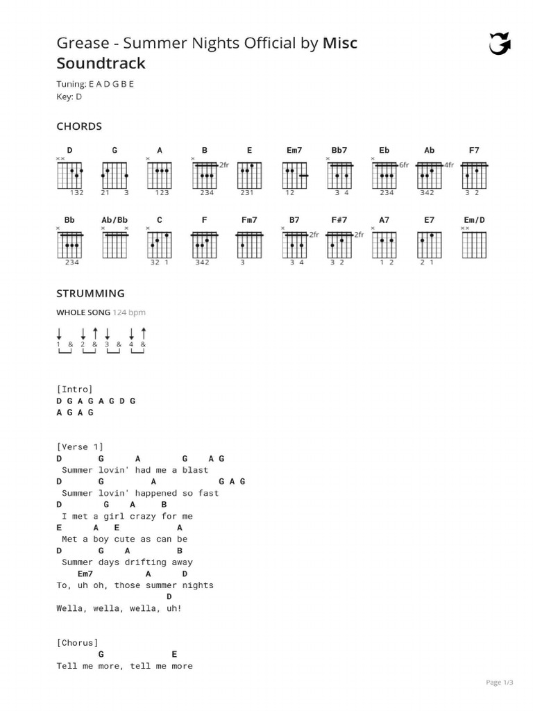 Grease - Summer Nights Official | PDF