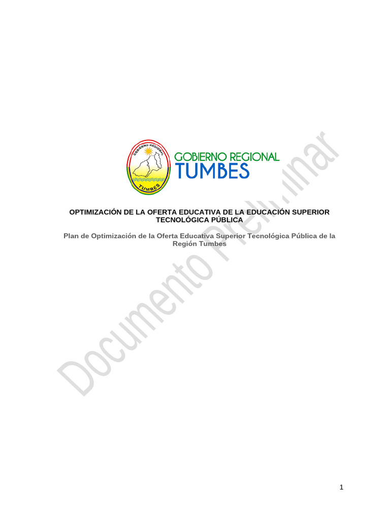 Plan de Optimización Tumbes | PDF | Calidad (comercial) | Perú