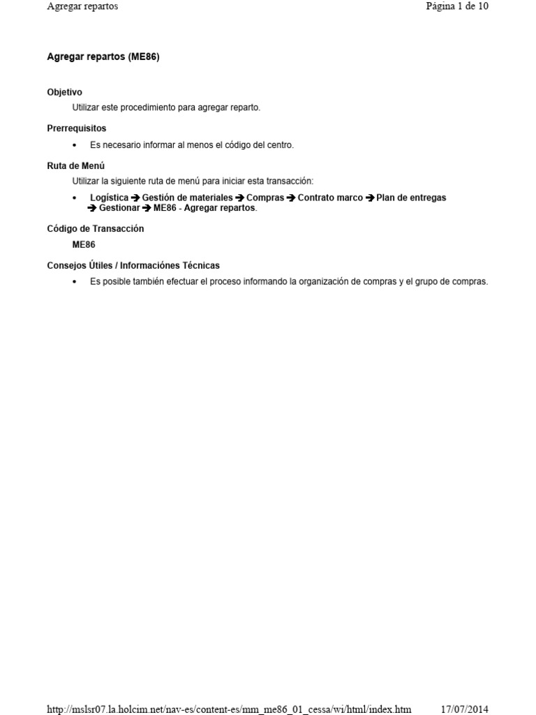 Instrucciones para Agregar Repartos ME86 | PDF