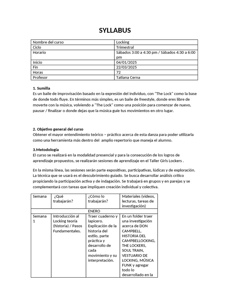 Syllabus Girls Lockers | PDF | Las artes escénicas