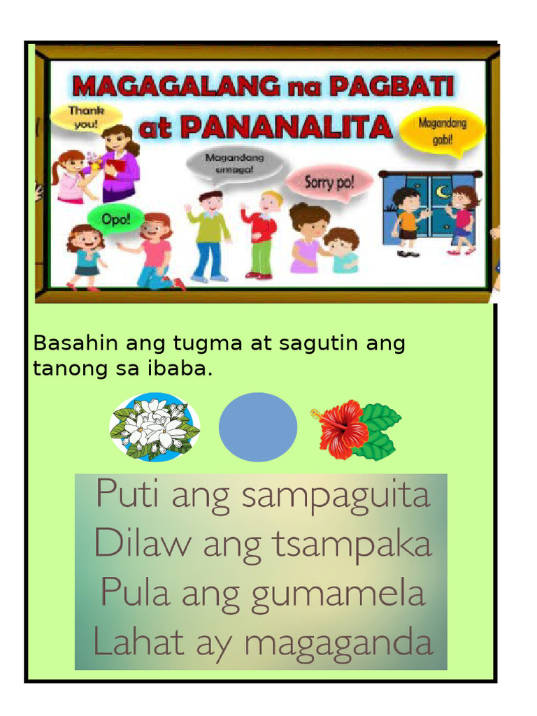 Magagalang Na Pananalita Bulletin Board Filipino 1 | PDF