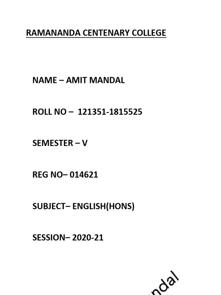 Amit Mandal Sem-V (Bengdsht2) | PDF