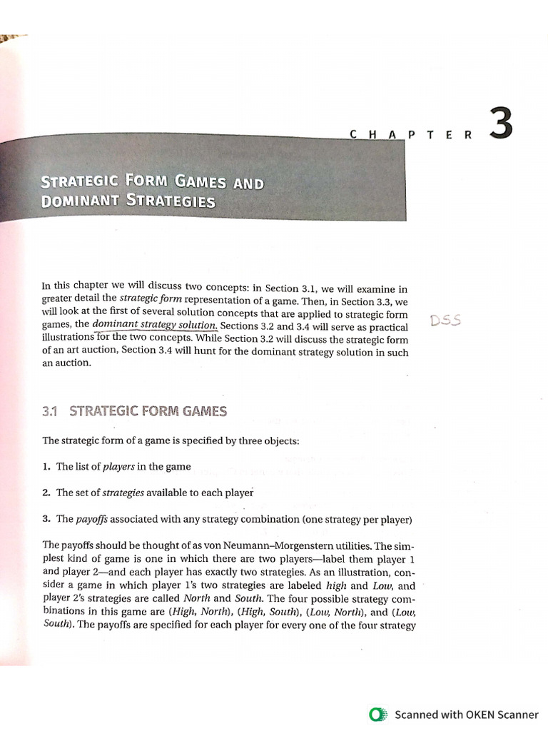 Chapter 3 - Strategic Form Games & Dominant Strategies | PDF