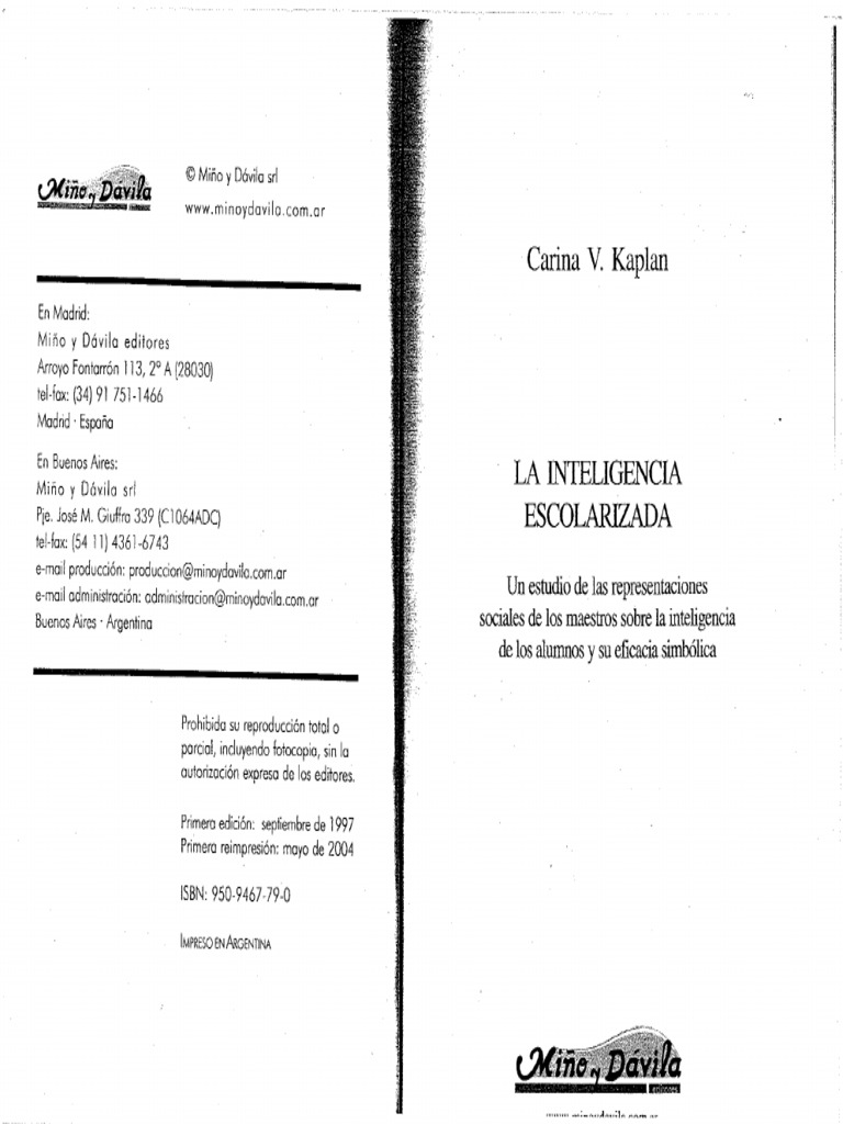 Kaplan - La Inteligencia Escolarizada | PDF