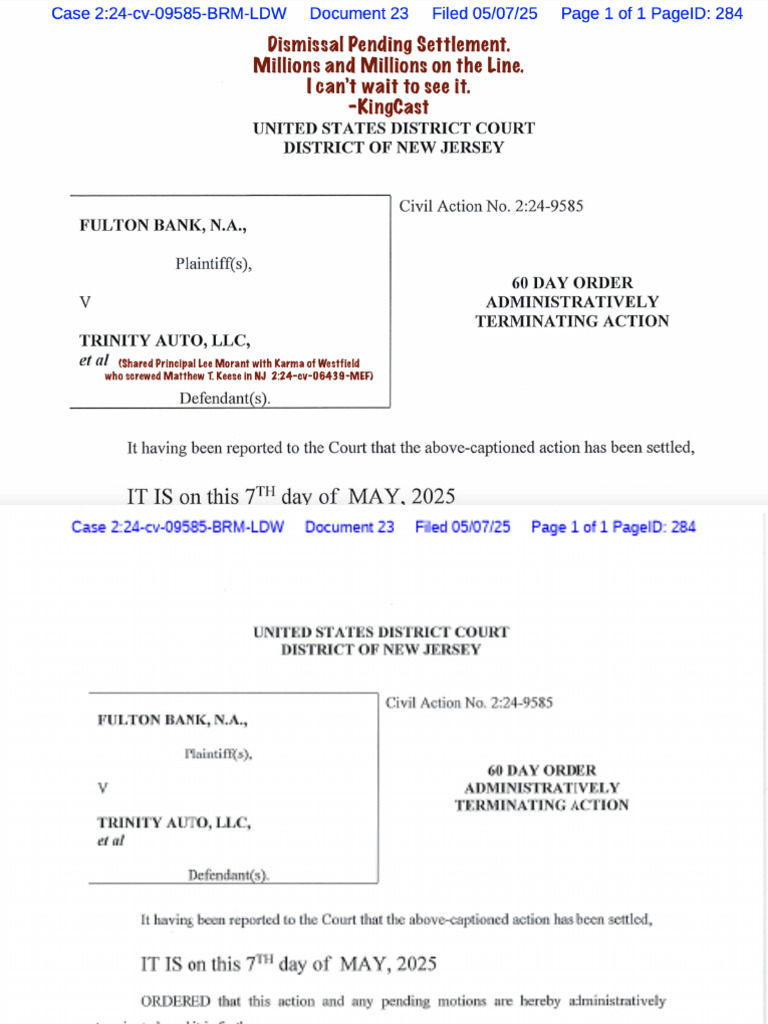 Fulton Bank v. Dirtbag Karma of Westfield Owner Lee Morant Et Al. (See ...