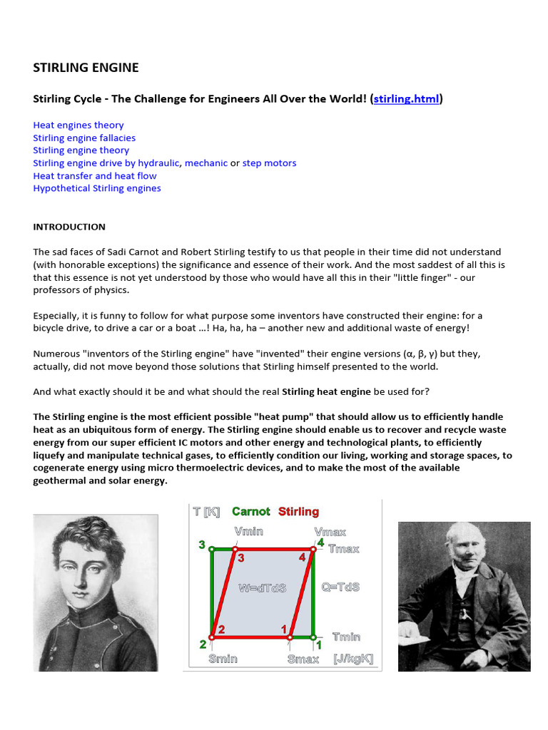 Stirling engine theory | PDF | Entropy | Heat