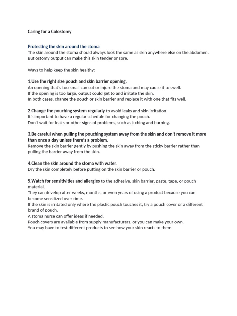 Caring For A Colostomy | PDF