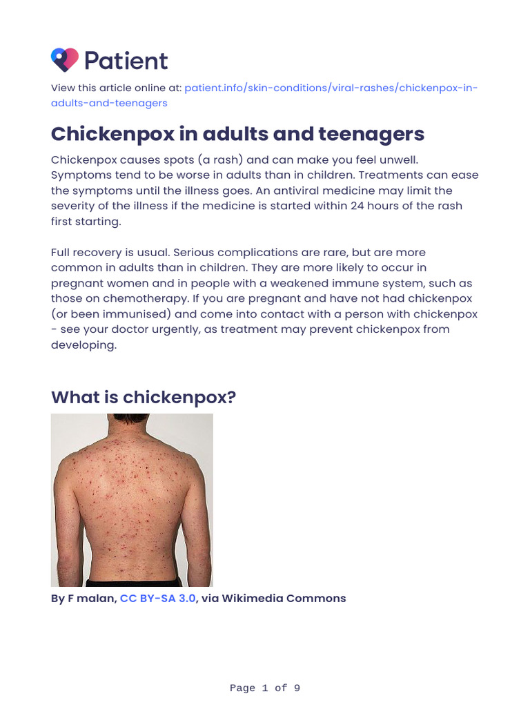 Chickenpox in Adults and Teenagers | PDF | Diseases And Disorders ...