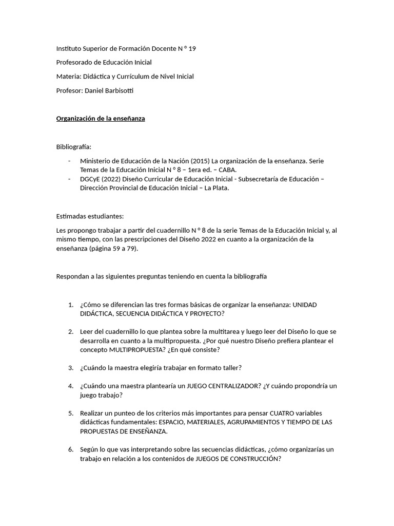 Didáctica y Currículum Inicial | PDF