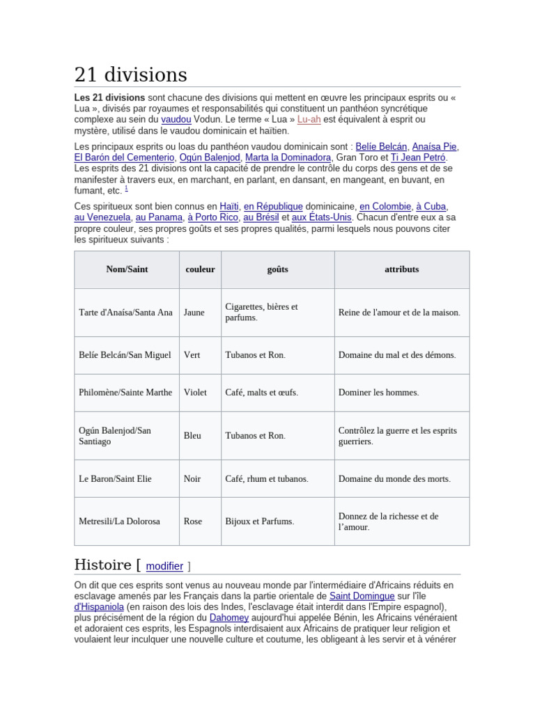 21 Divisions | PDF | Vaudou haïtien