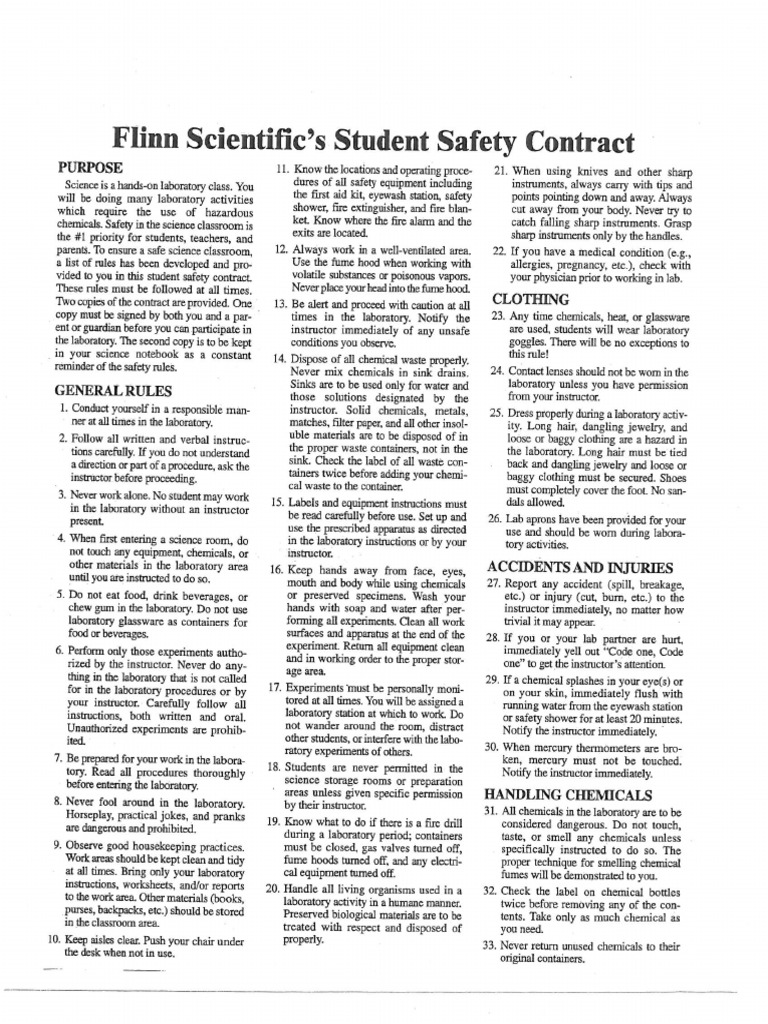 Flinn Safety Contract 2 | PDF
