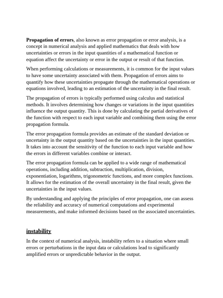Propagation of errors | PDF | Numerical Analysis | Sensitivity Analysis