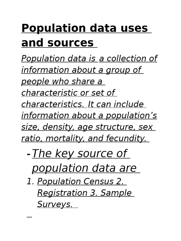 Population Data Uses and Sources | PDF | Census | Demography