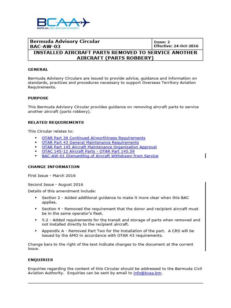 BAC AW 03 PartsRobbery Issue2 | PDF | Aviation