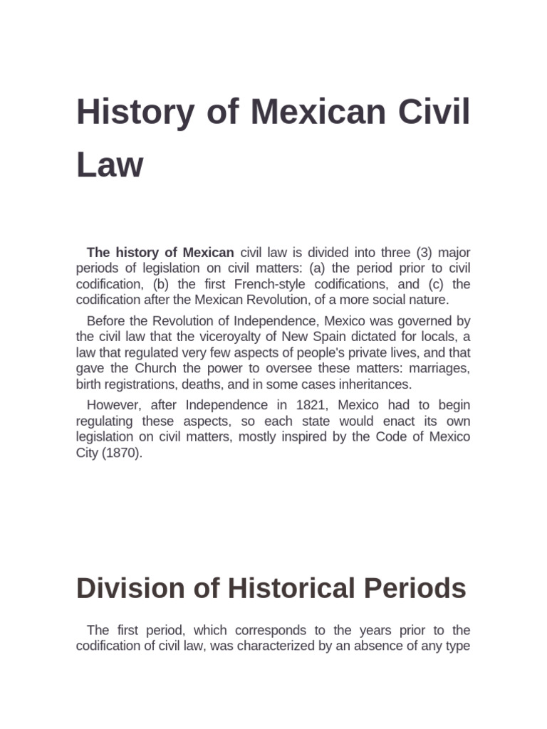 Evolution of Mexican Civil Law History | PDF | Civil Law (Legal System ...