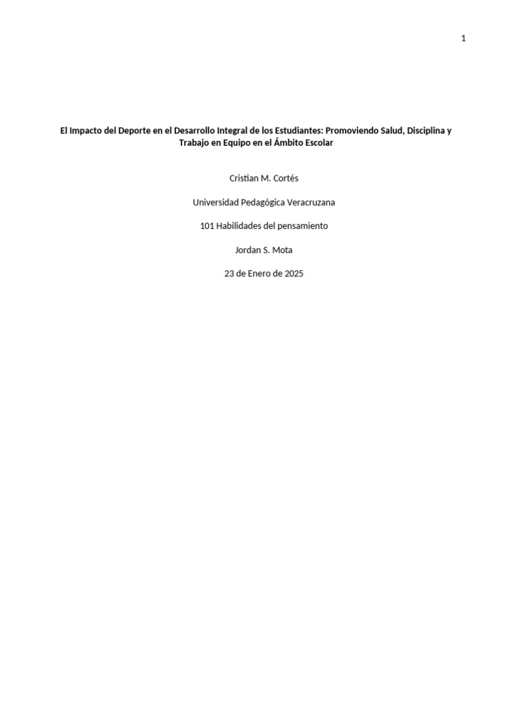 Deporte y Desarrollo Integral Estudiantil | PDF | Deportes | Las emociones