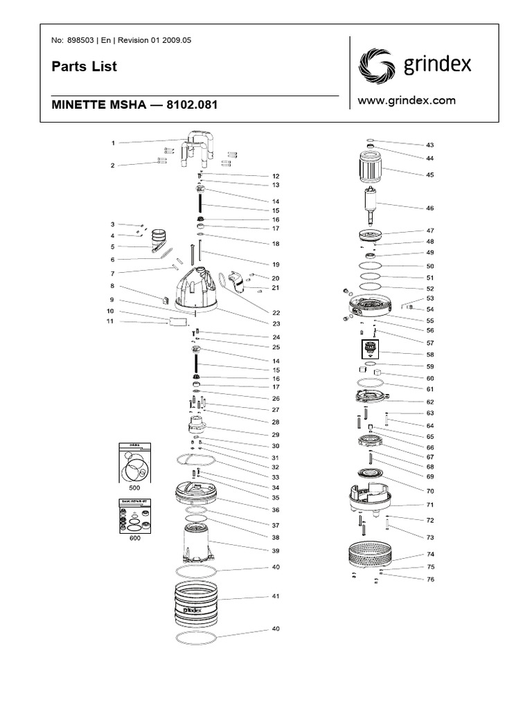Grindex Parts Manual | PDF | Manufactured Goods