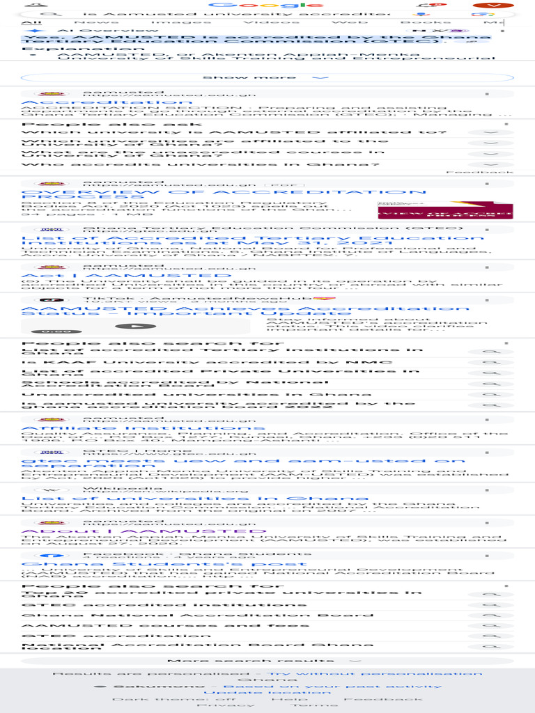 AAMUSTED University Accreditation Status | PDF | Educational Stages | Higher Education