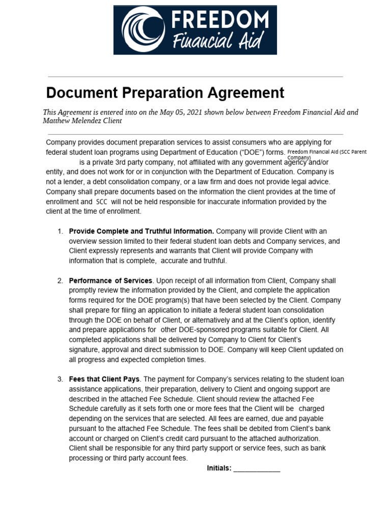 Borrowers Defense ALL COMPANY - 2019 AGREEMENT (Generic) - Matthew ...