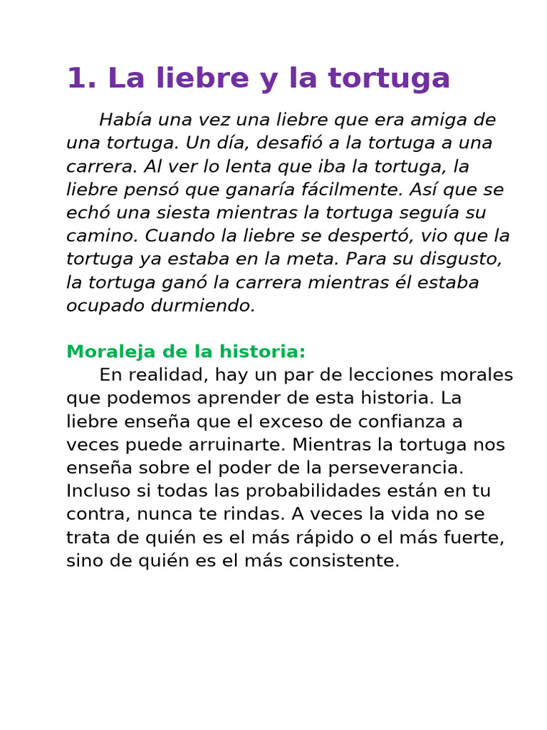 Cuentos Cortos Con Lección Moral | PDF
