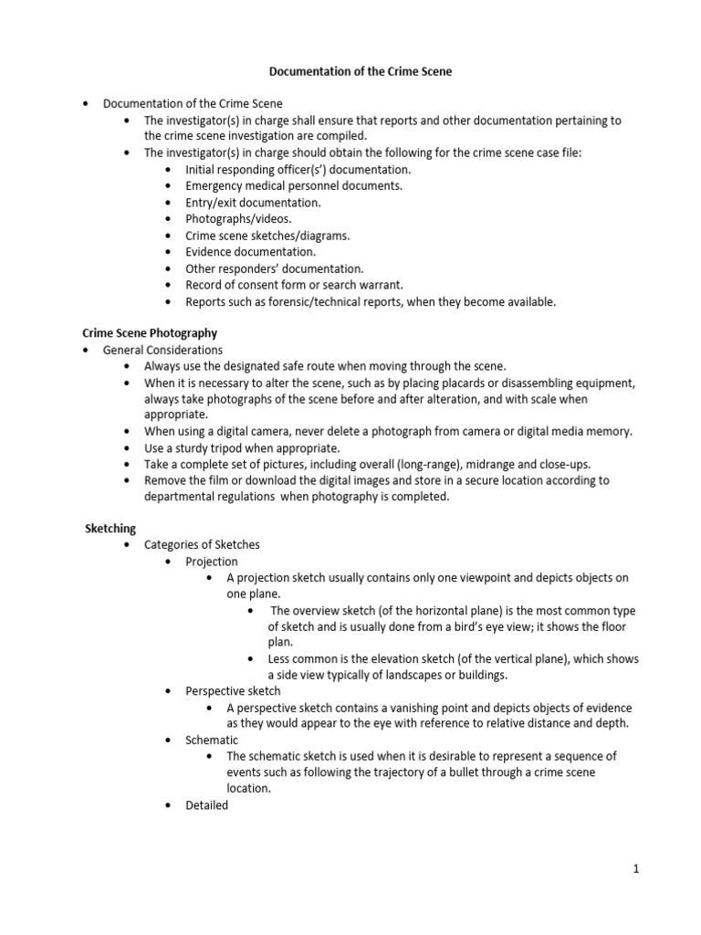 Crime Scene Documentation Guide | PDF | Crime Scene