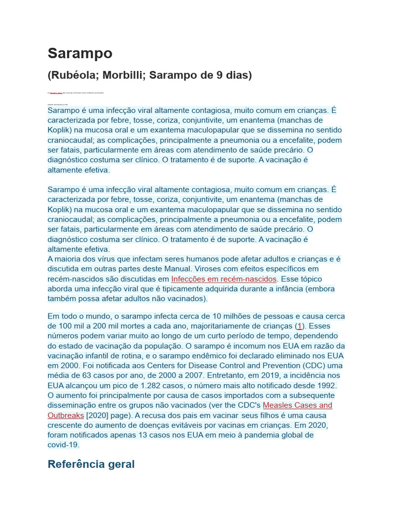 Sarampo, Escarlatina, Rubéola, Eritema Infeccioso, Exantema Súbito ...