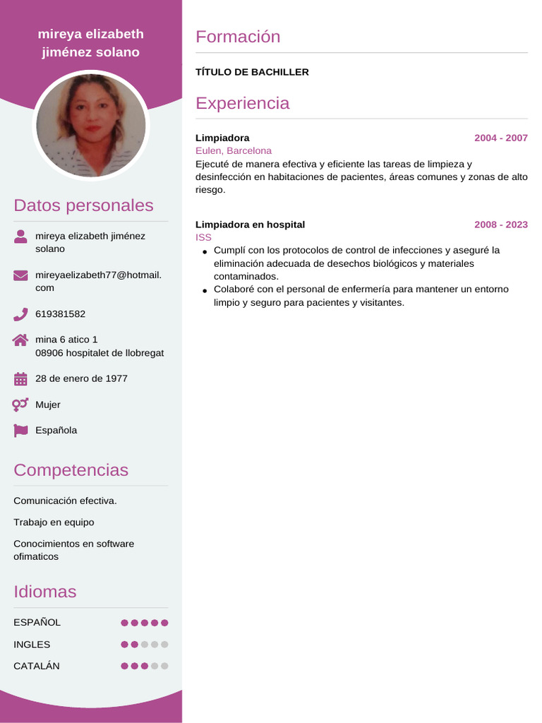 CV Mireya Elizabeth Jiménez Solano | PDF