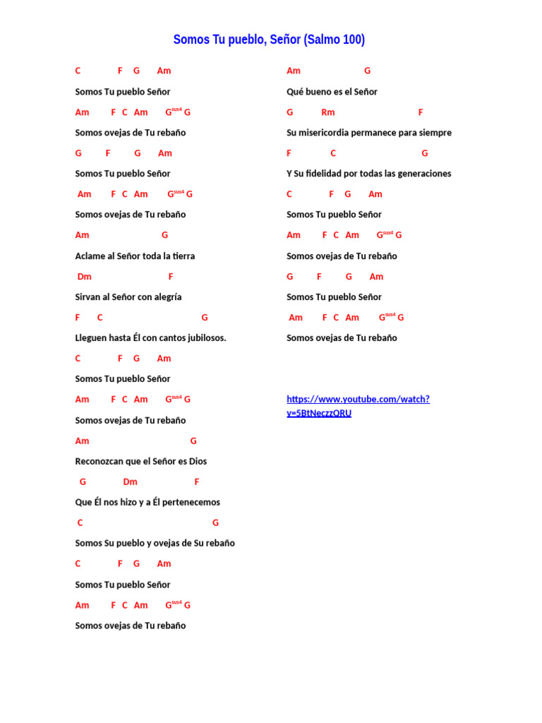 Letra de "Somos Tu Pueblo, Señor" | PDF
