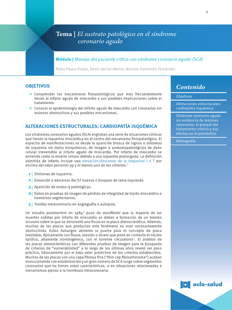 M2 T1 Síndrome Coronario | PDF | Infarto de miocardio | Inflamación