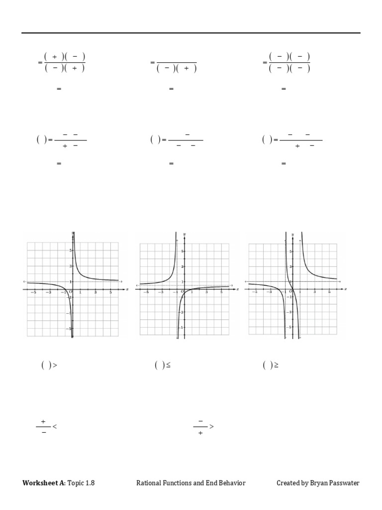 Rational Functions Worksheet: Zeros & Inequalities | PDF | Mathematical ...