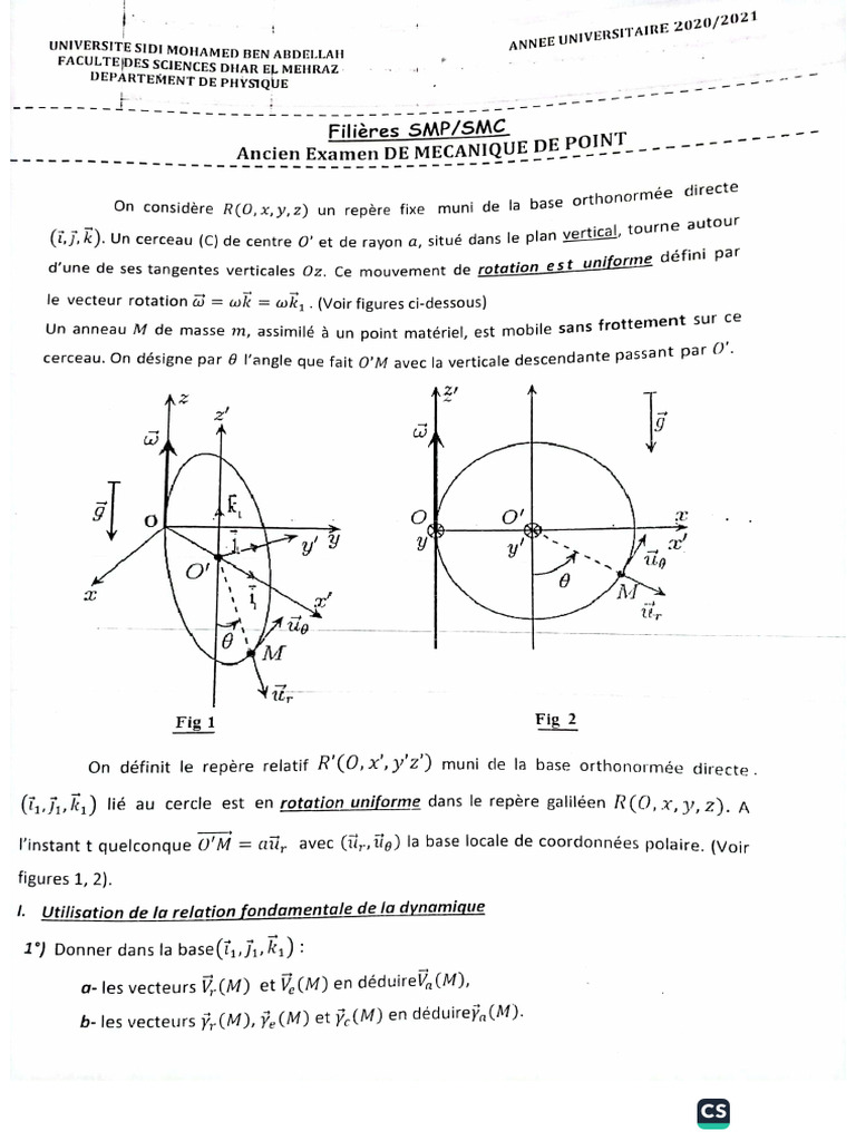 Exam Mecanique 2020-2021 | PDF