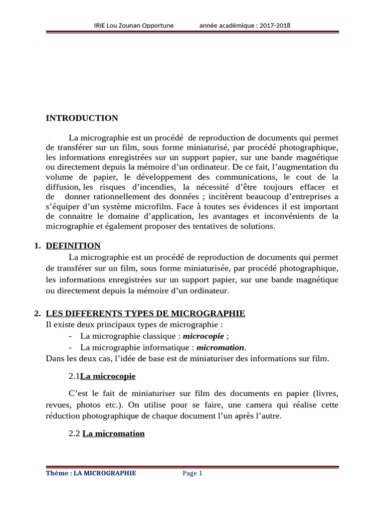 Introduction à la Micrographie Documentaire | PDF | Fichier ...