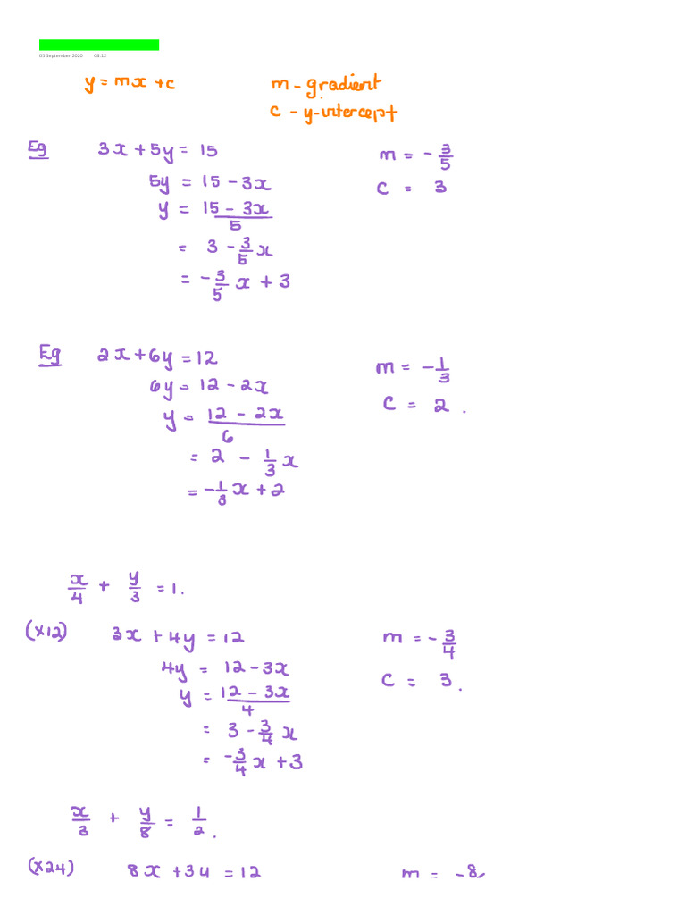 Equation of A Straight Line | PDF