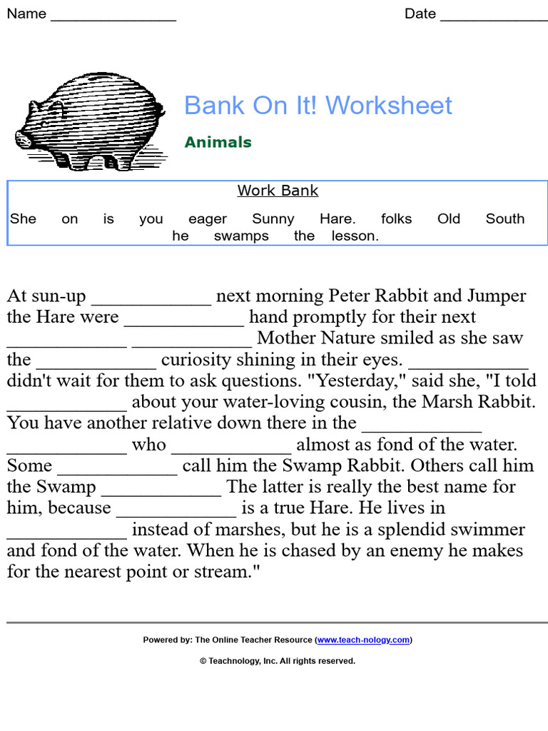 Swamp Rabbit Lesson Worksheet | PDF