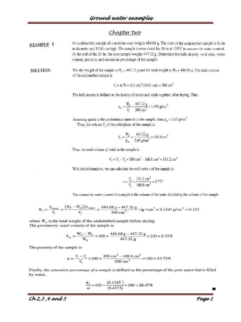 Ground Water Examples (All Chapters) 1 | PDF | Aquifer | Environment